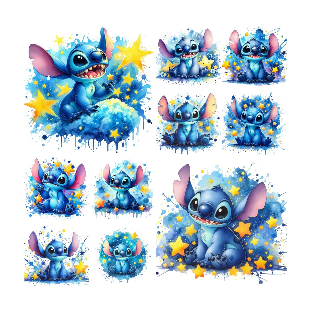10 PNG Stitch Splash and Watercolor Digital Design PNG File for ...