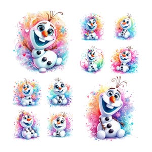 10 PNG Olaf Frozen Splash and Watercolor Digital Design PNG File for ...