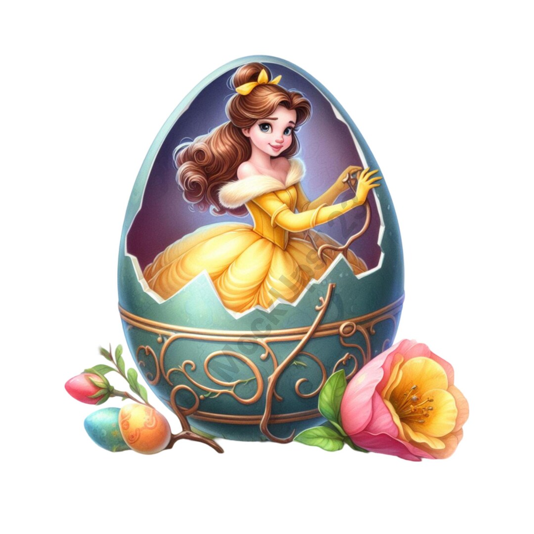 Watercolor Easter Princess Belle PNG, Easter Bunny Princess Clipart ...