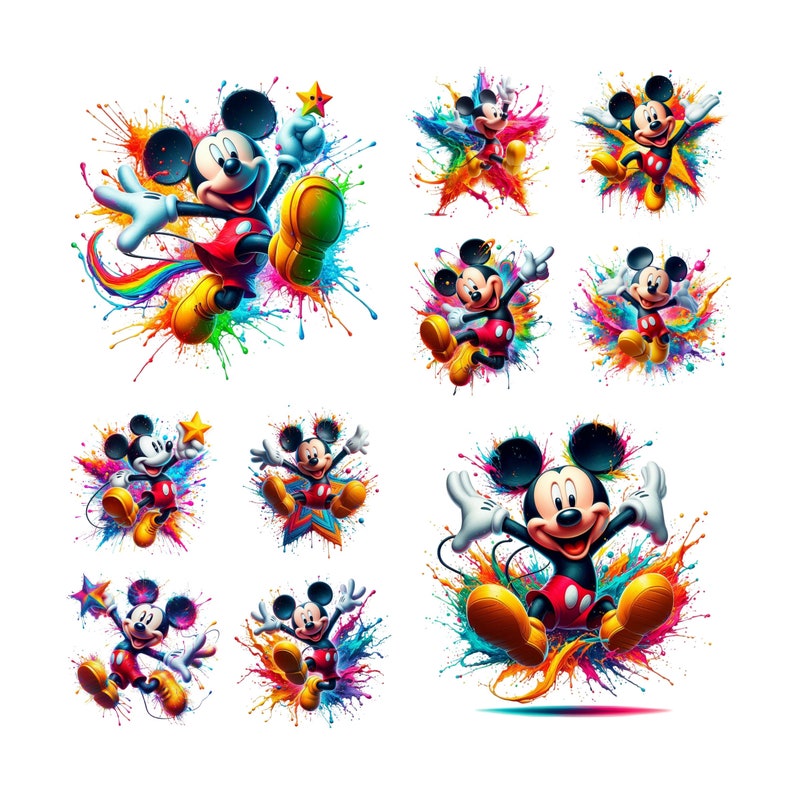 10 PNG Mickey Mouse Splash Digital Design PNG File for Sublimation,high ...