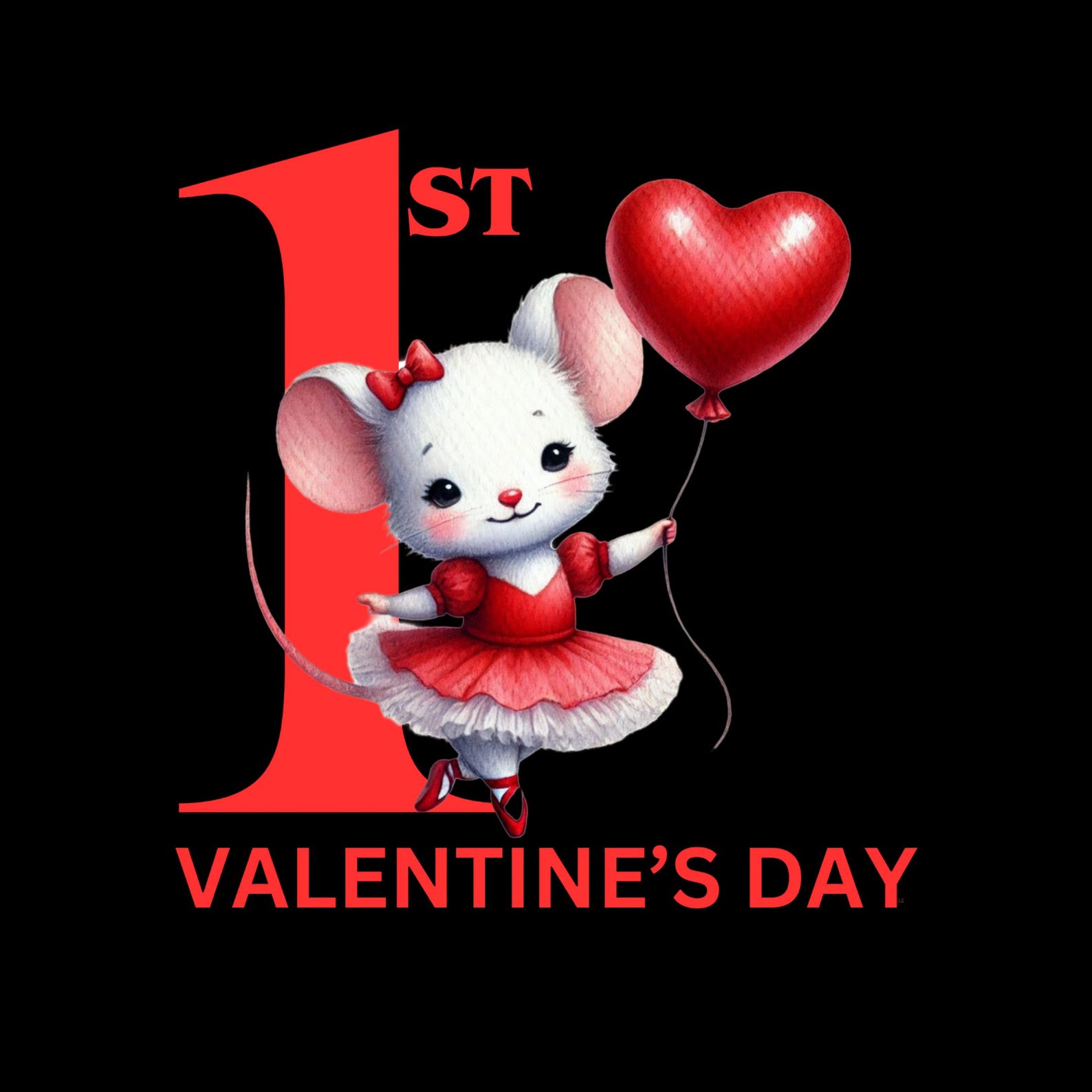 Cute Mouse 1st Valentine's Day PNG, Valentine Mouse Sublimation Design ...
