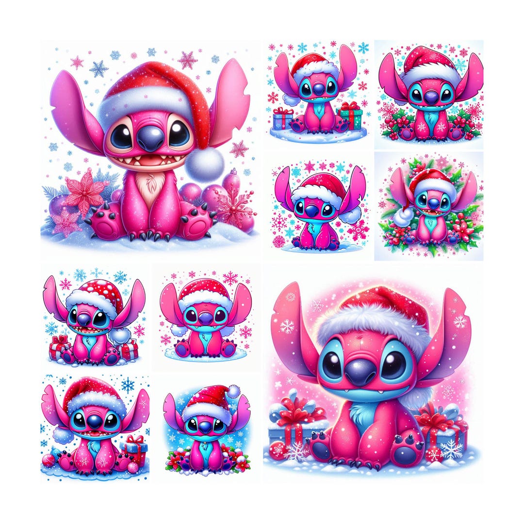 10 PNG Pink Stitch Christmas Watercolor Digital Design PNG File for ...