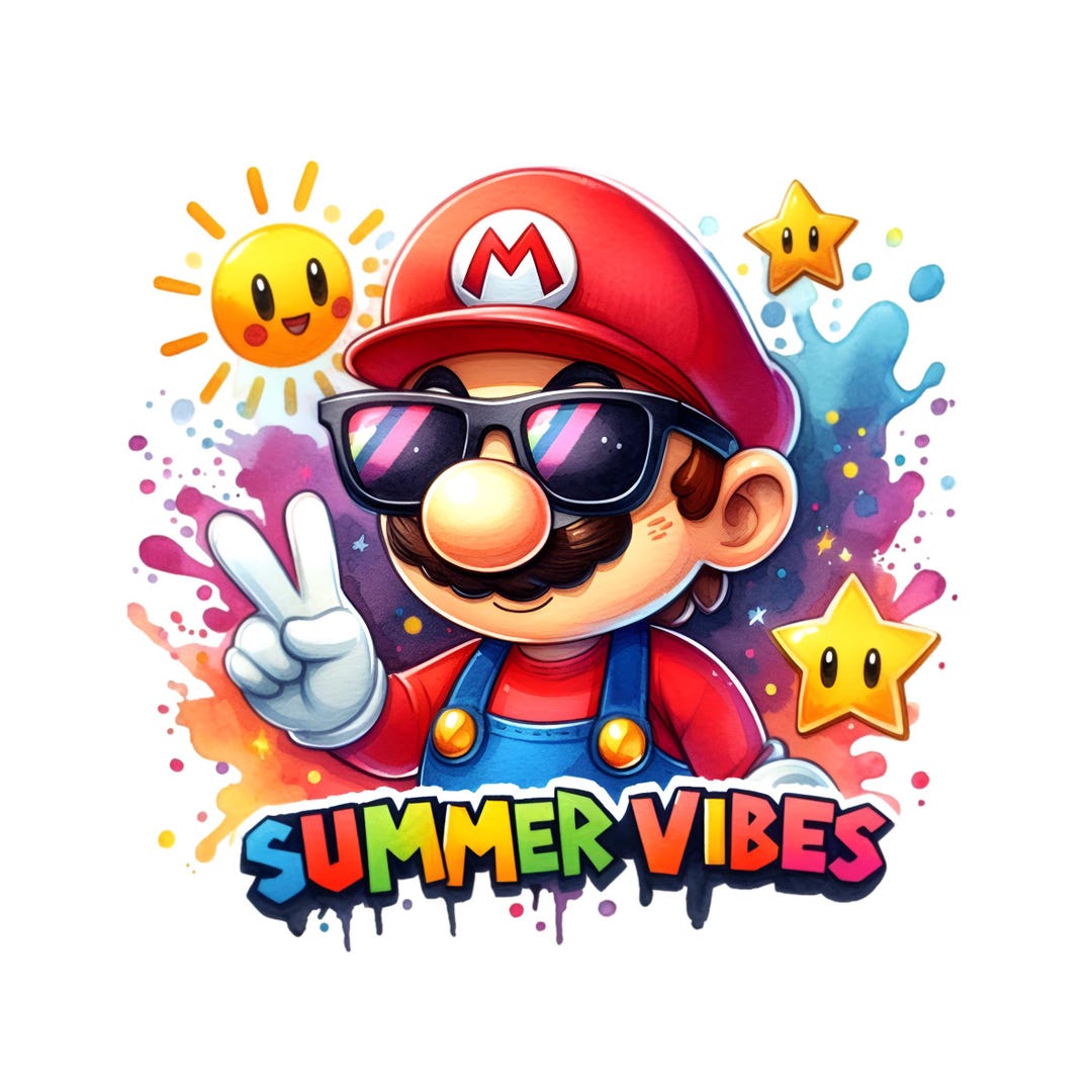 Mario Summer Vibes PNG, Cute Mario T-shirt Design,mario Clipart ...