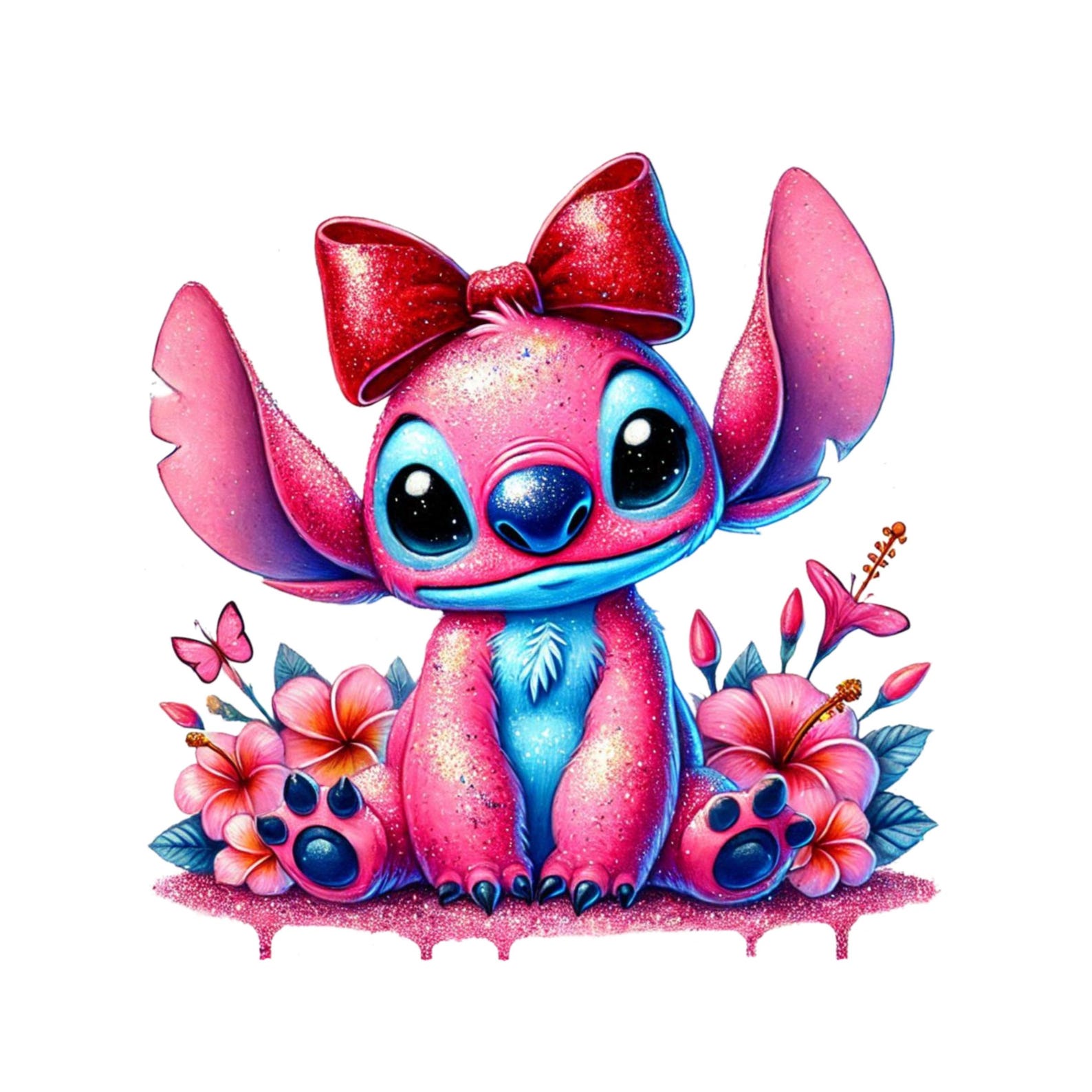 Pink Stitch Glitter Png,stitch Love,stitch Watercolor, Stitch Clip Art ...