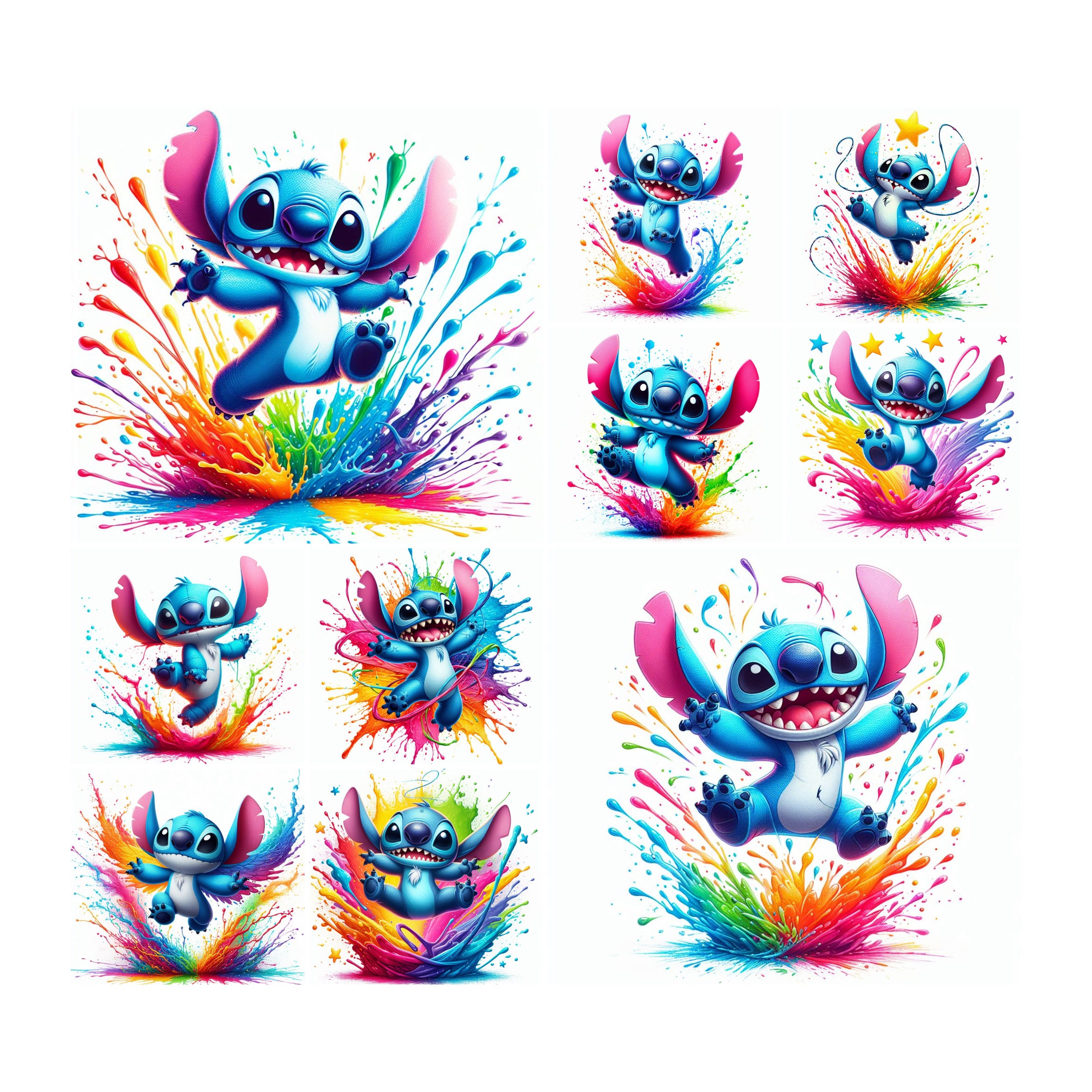10 PNG New Stitch Splash and Watercolor Digital Design PNG File for ...