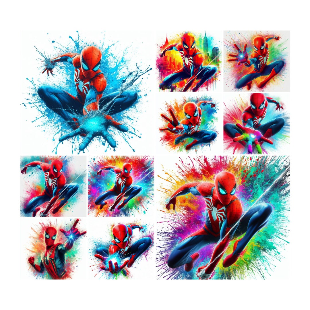 10 PNG Spiderman Splash and Watercolor Digital Design PNG File for ...