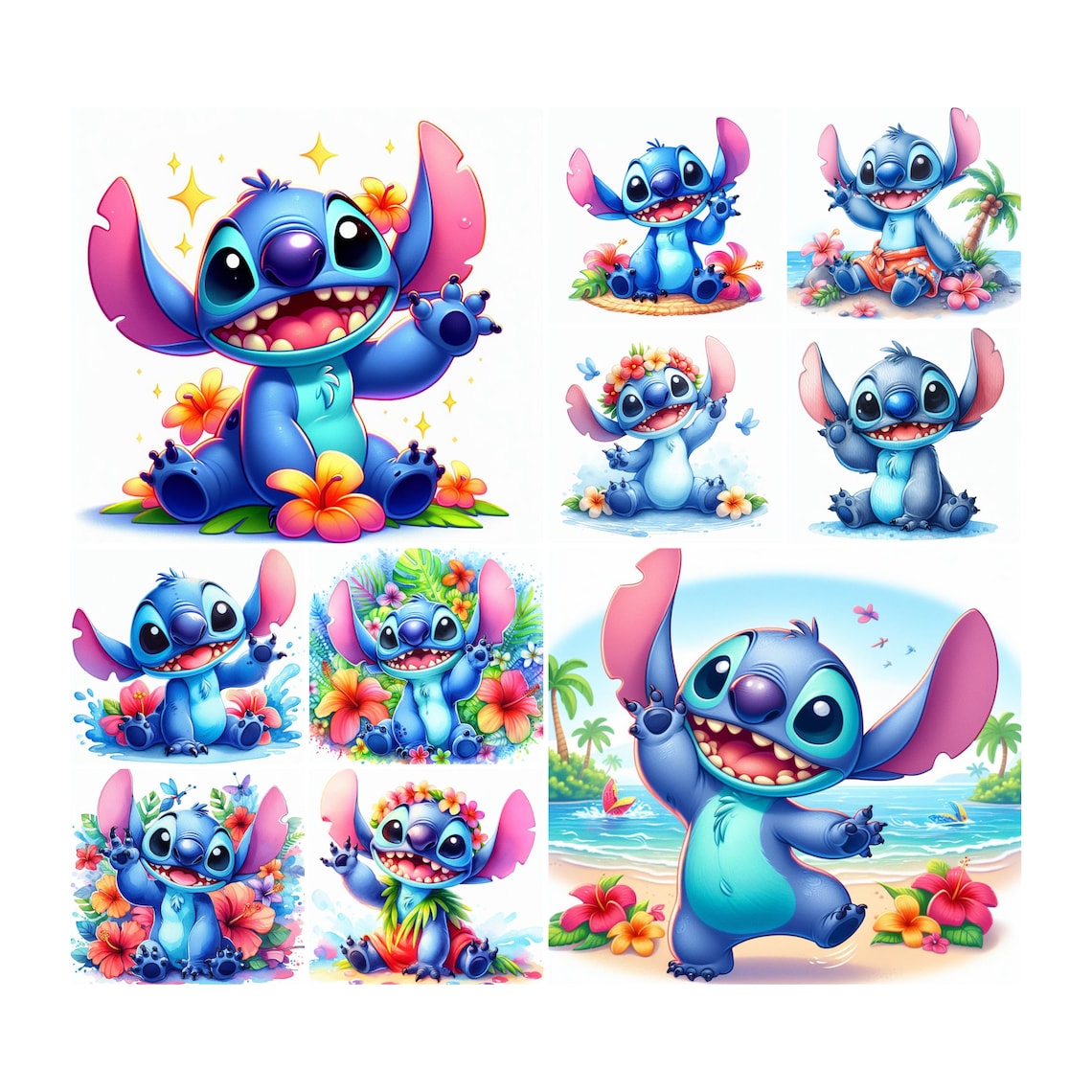 10 PNG Stitch Waving Watercolor Digital Design PNG File for Sublimation ...