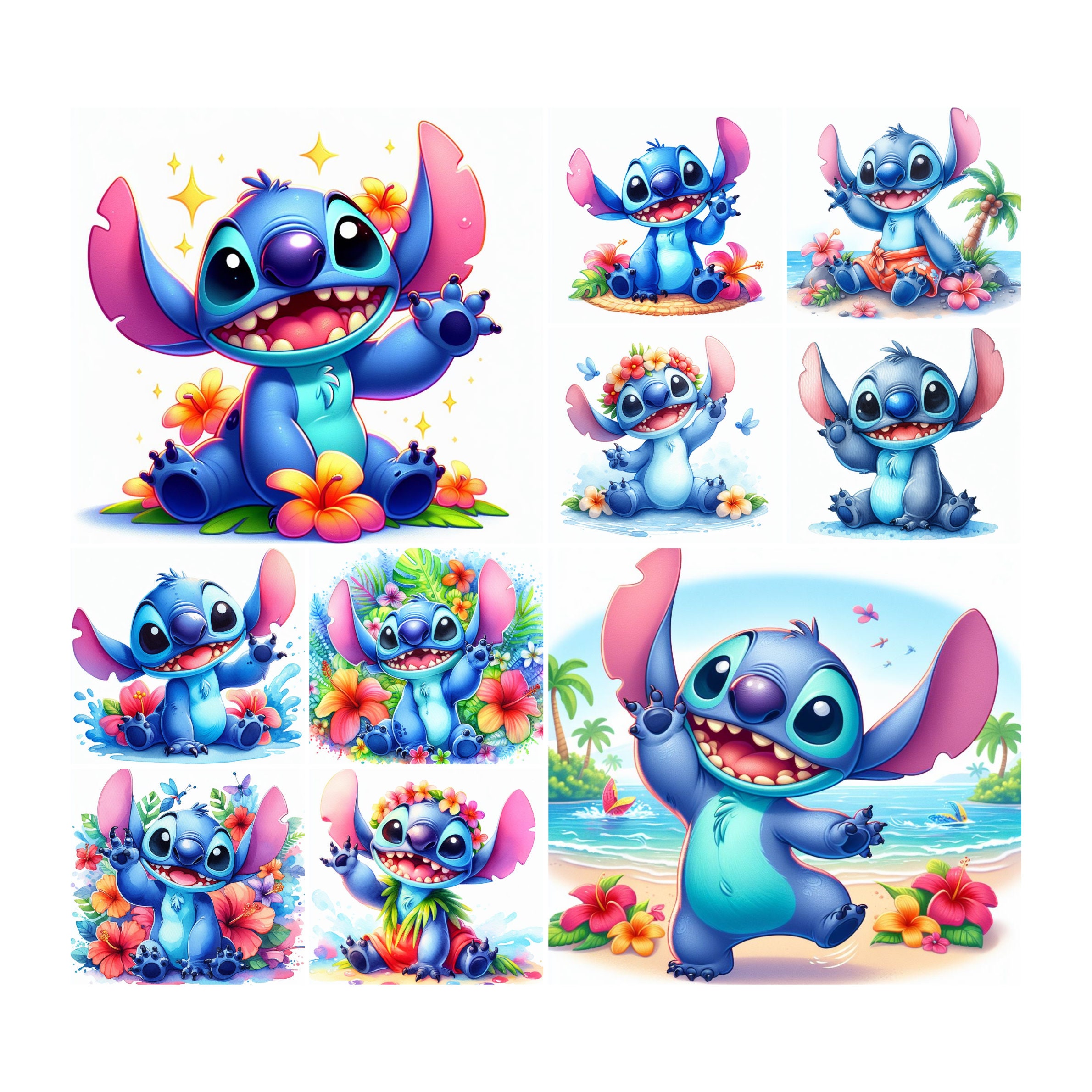 10 PNG Stitch Waving Watercolor Digital Design PNG File for Sublimation ...