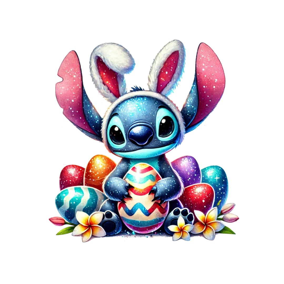 Stitch Easter PNG Bundle, Stitch With Easter Eggs Shirt Design Png File ...