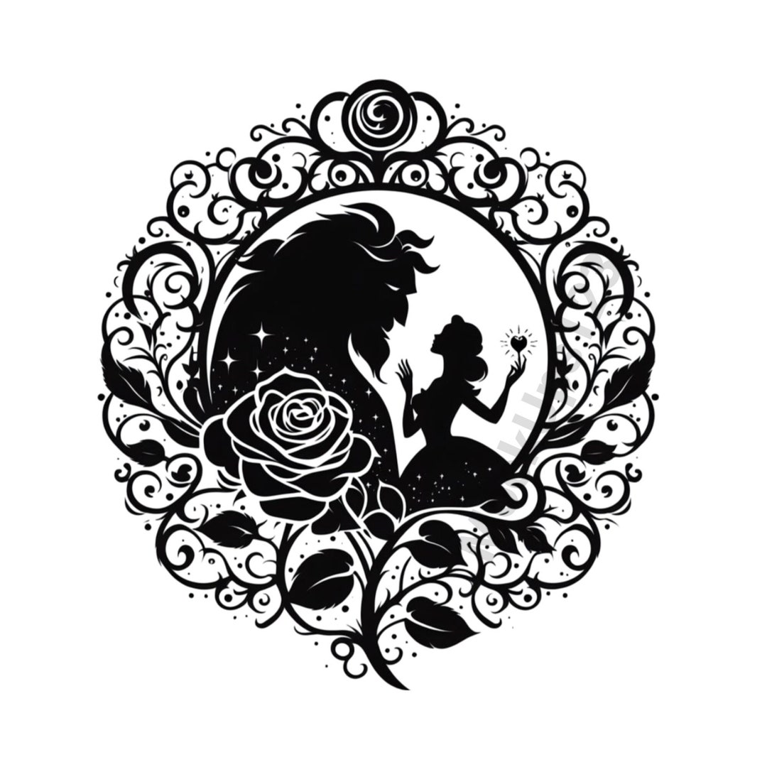 Belle en het beest Png, Enchanted Rose Png, Mandala Svg, Silhouette Cut ...