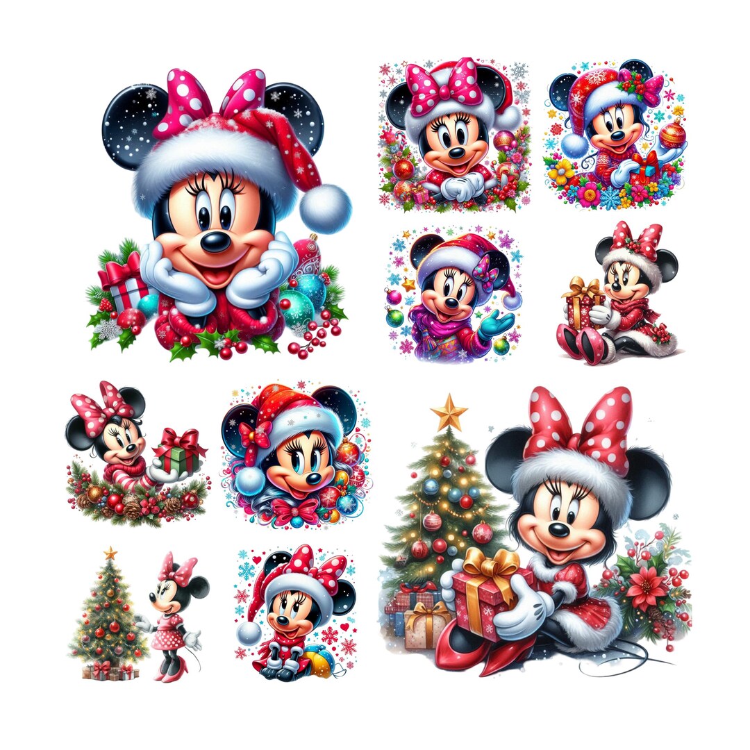 10 Minnie Mouse Christmas Png Digital Design PNG File for Sublimation ...