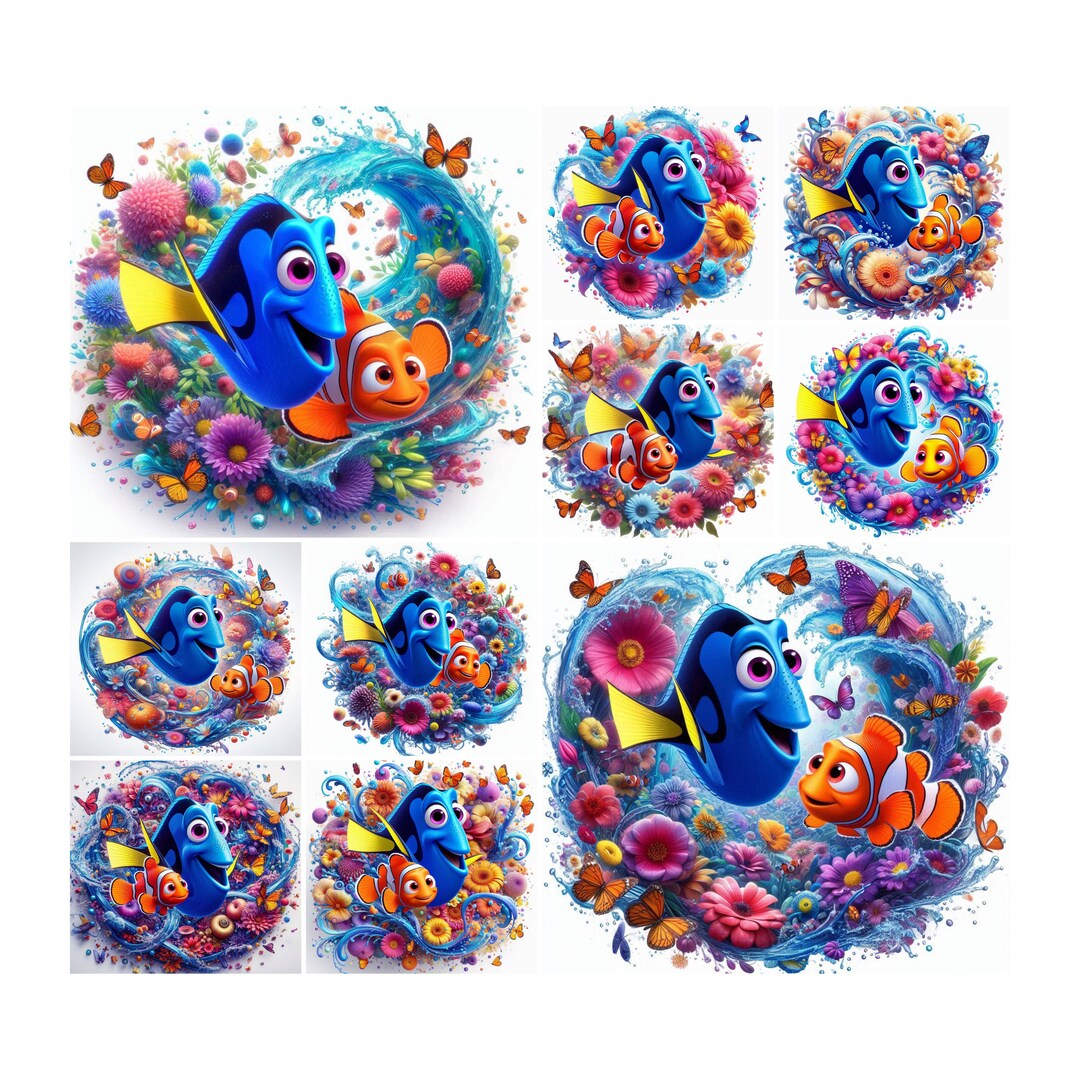 10 PNG Finding Nemo, Finding Dory Splash and Watercolor Digital Design ...