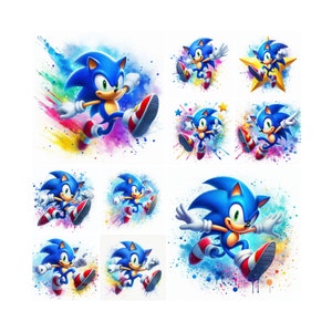 20 PNG Sonic the Hedgehog Splash and Watercolor Digital Design PNG File ...