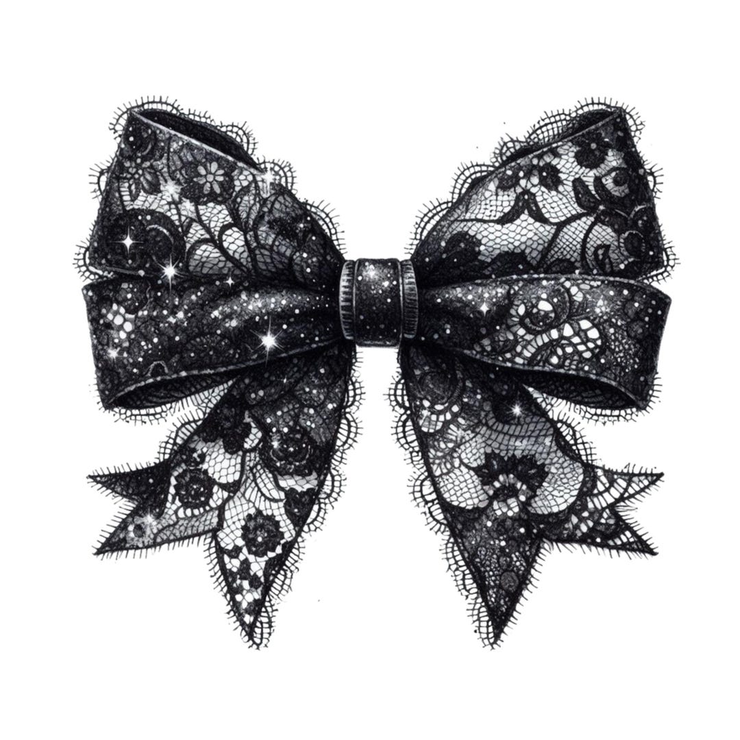 Lace Black Bow Dark Coquette PNG, Coquette Bows, Crochet Ribbon ...