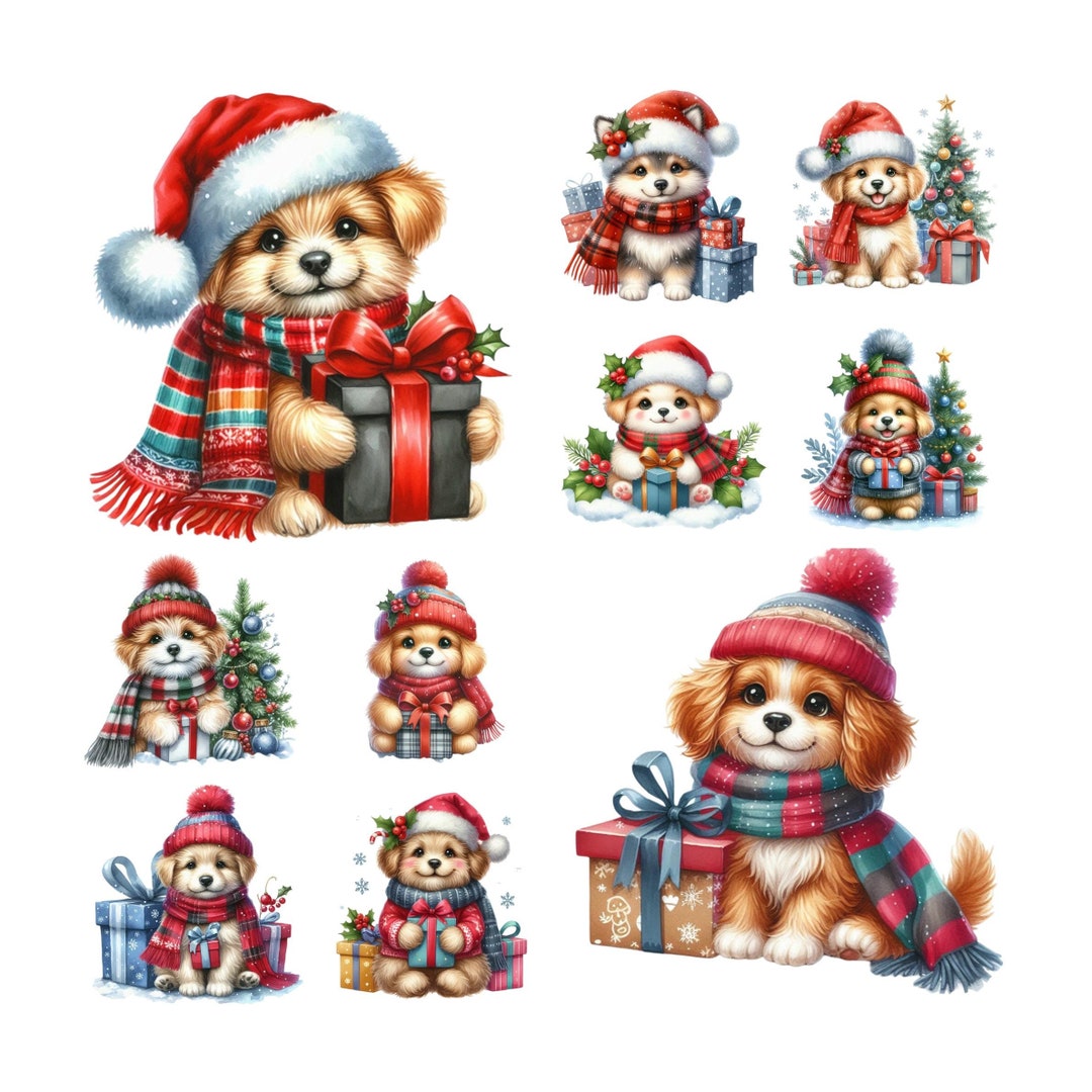 10 Winter Puppy Clipart PNG, Christmas Puppy Clipart,christmas Clipart ...