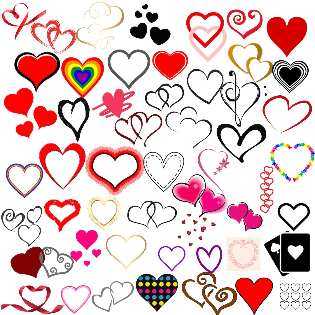 70 Heart Bundle Cut File, Heart Cut Files,digital Download,heart Clip ...