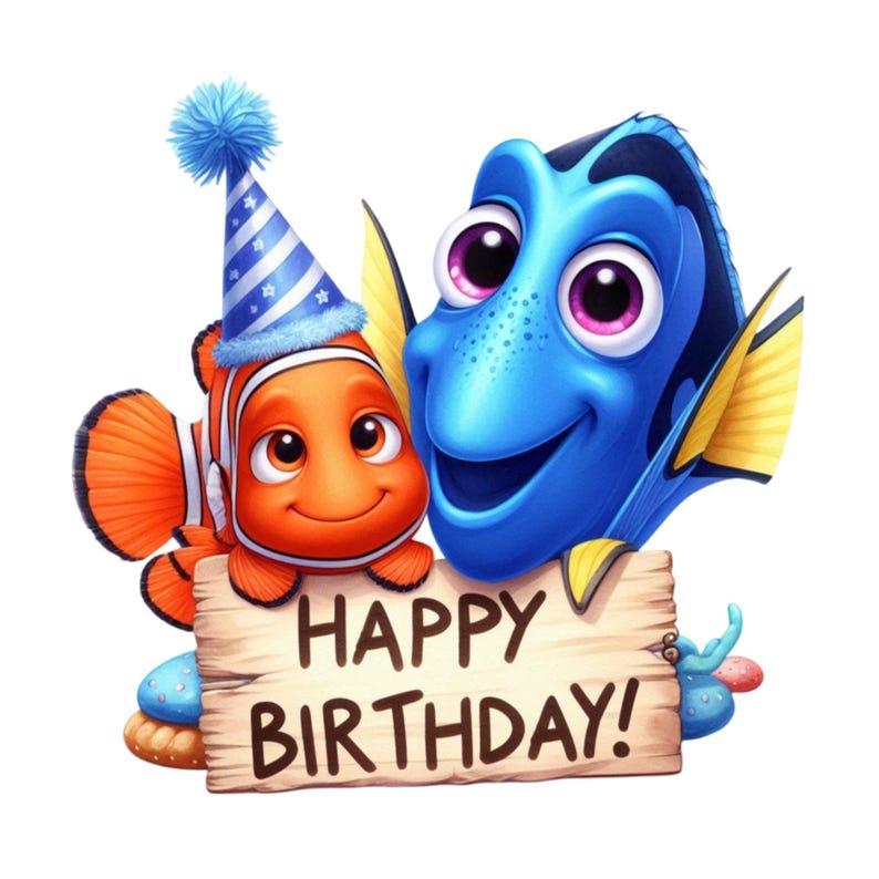 Nemo Birthday Png, Finding Dory Splash and Watercolor Digital Design ...