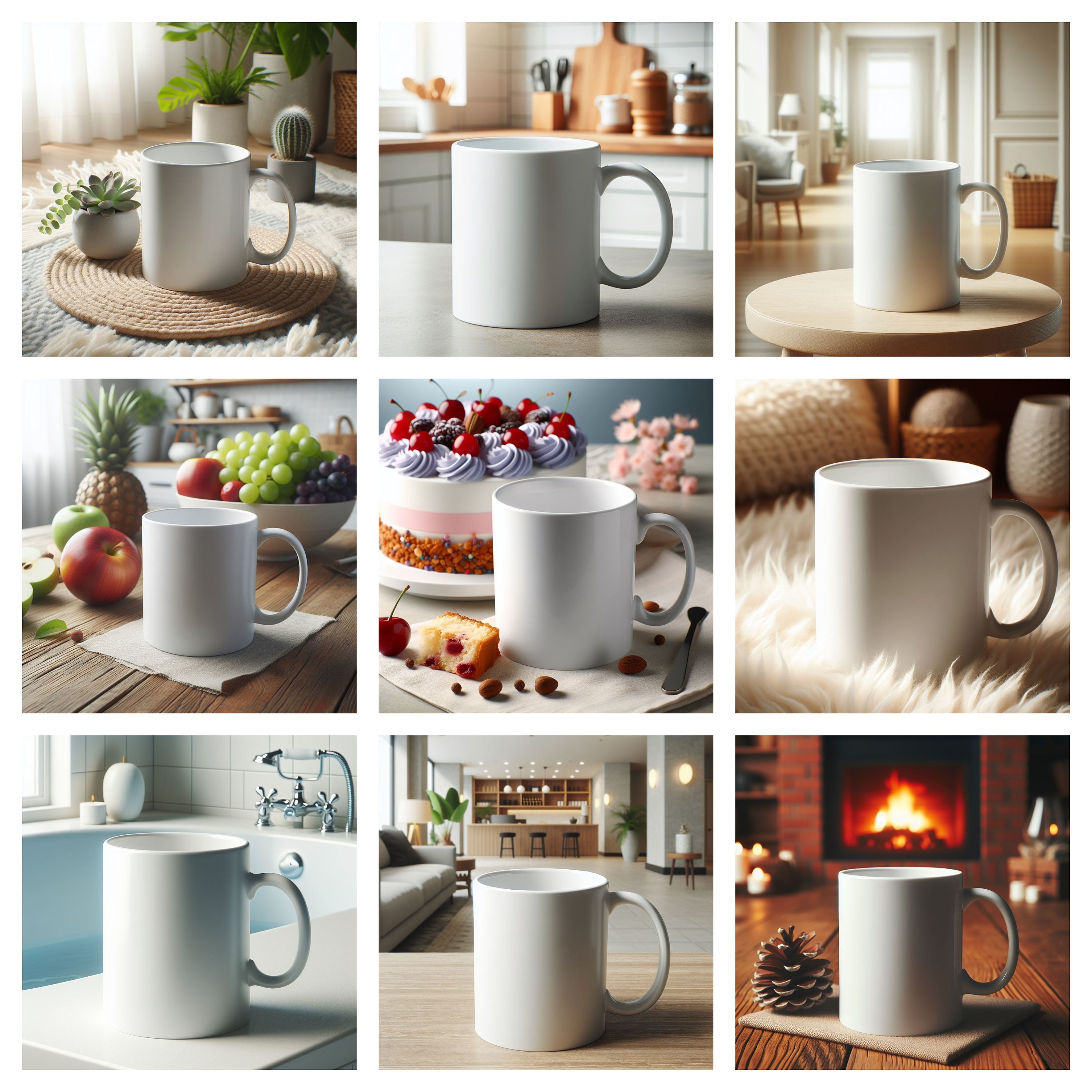 50 White Mug Mockup Bundle, Mug Templates Full Front Cover, Cup Mock up ...