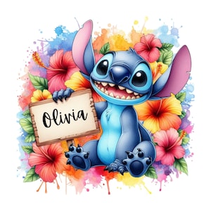 Name Personlisation Stitch Splash and Watercolor Digital Design PNG ...