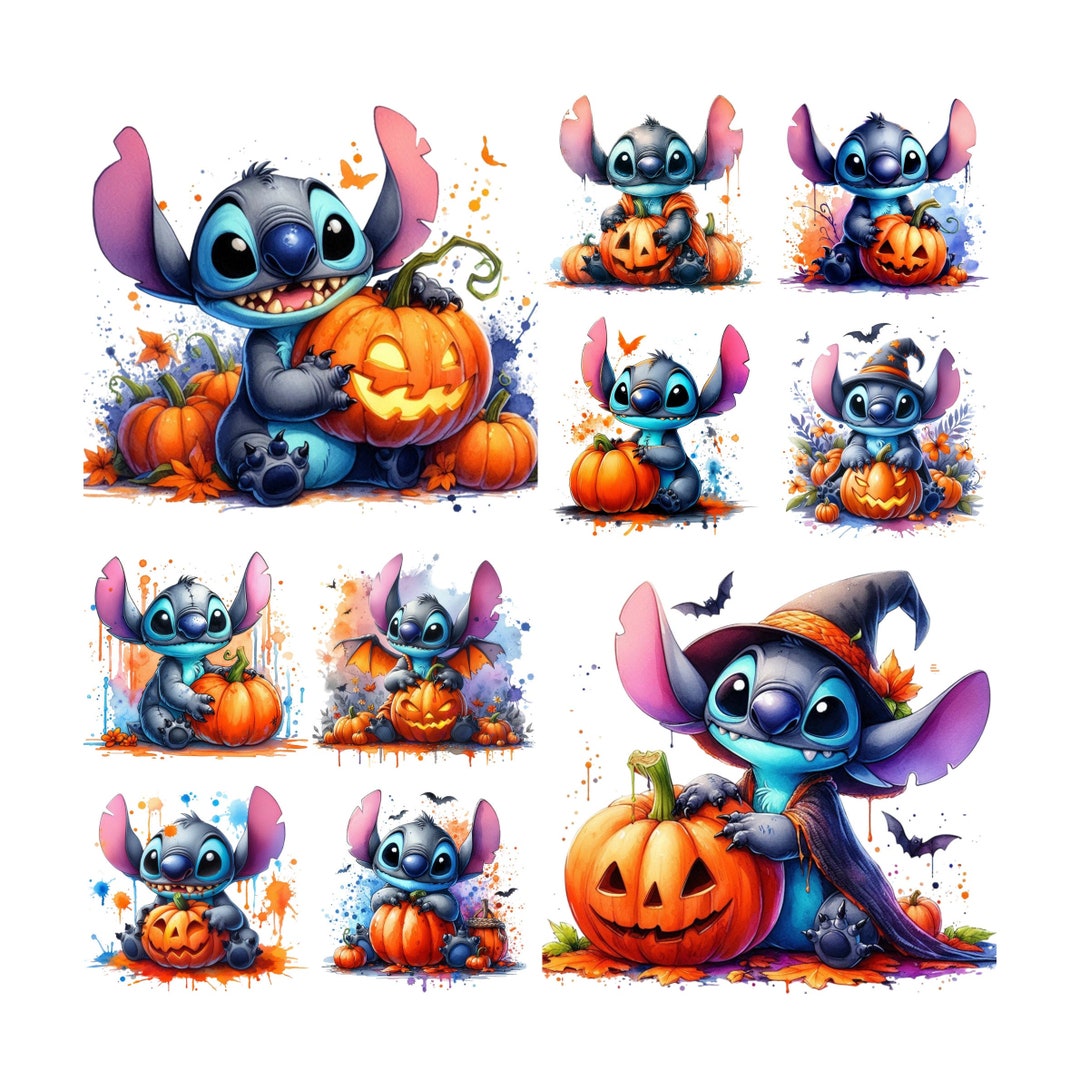 10 PNG Stitch Halloween Watercolor Digital Design PNG File for ...