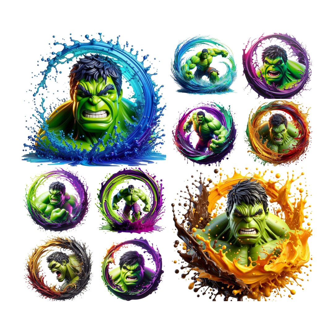 10 PNG Hulk Splash and Watercolor Digital Design PNG File for ...
