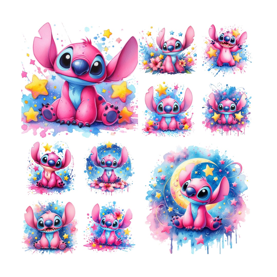 10 PNG Pink Stitch Splash and Watercolor Digital Design PNG File for ...