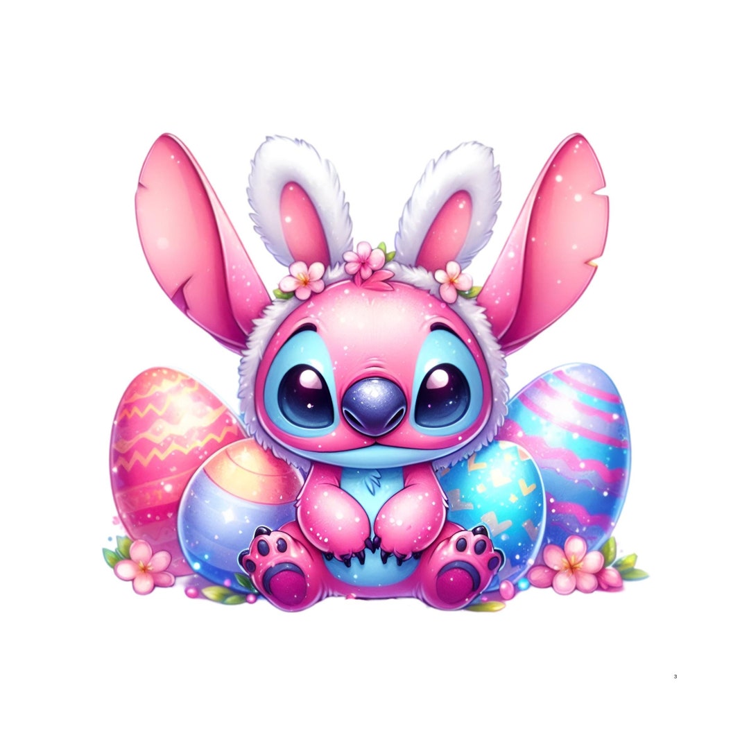 Easter Bunny Pink Stitch PNG, Cute Easter Sublimation and DTF Digital ...