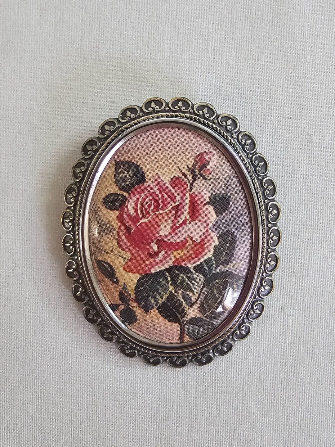 Vintage Thomas L Mott TLM Brooch Rose Flower Signed Jewelry Pin Womens ...