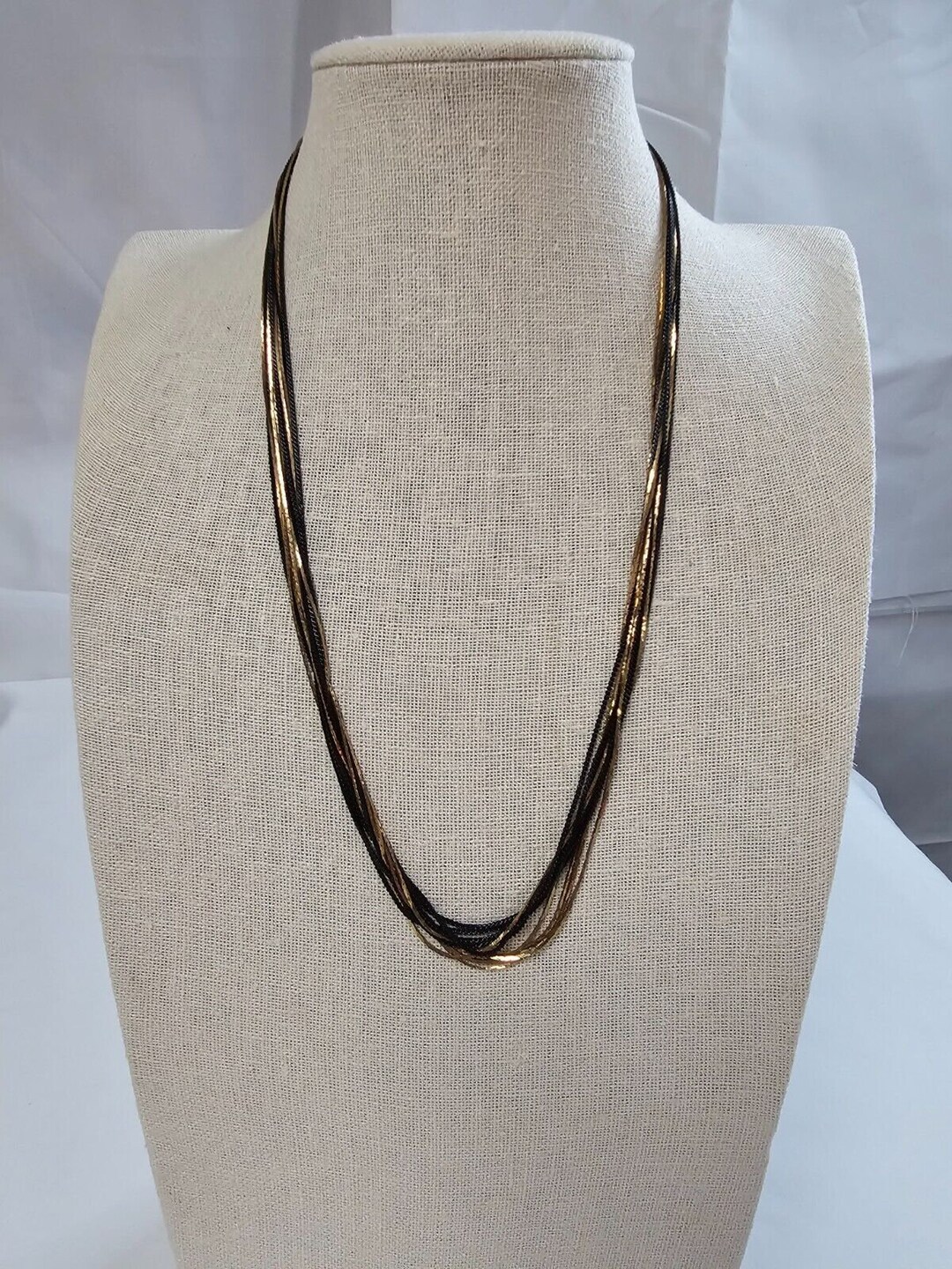 Vintage 10-strand Black & Gold Chains Necklace 24 - Etsy