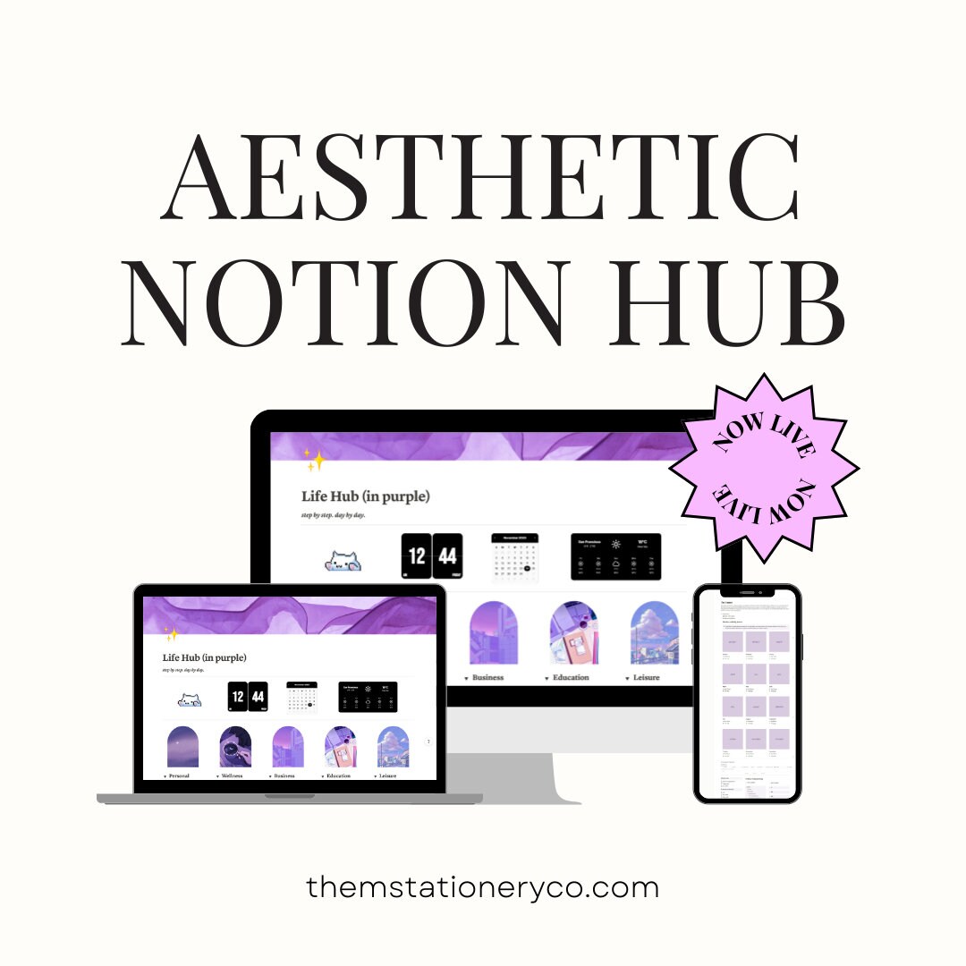 All-in-one Notion Aesthetic Life Hub in Purple - Etsy
