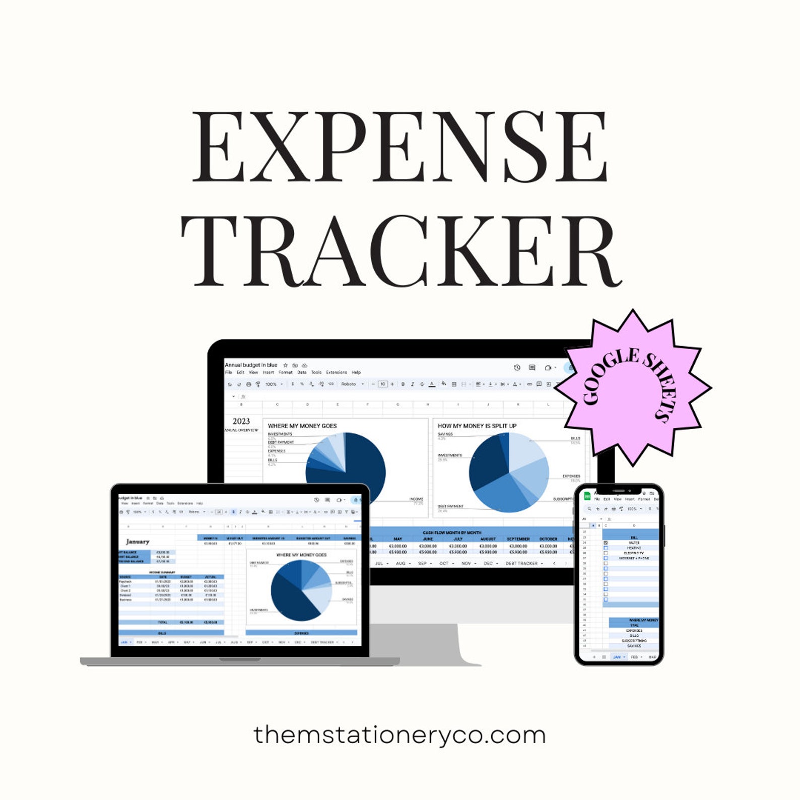 Financial Planner Google Sheets Template in Blue - Etsy