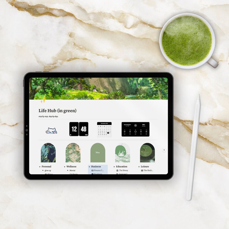 All-in-one Notion Aesthetic Life Hub in Green - Etsy