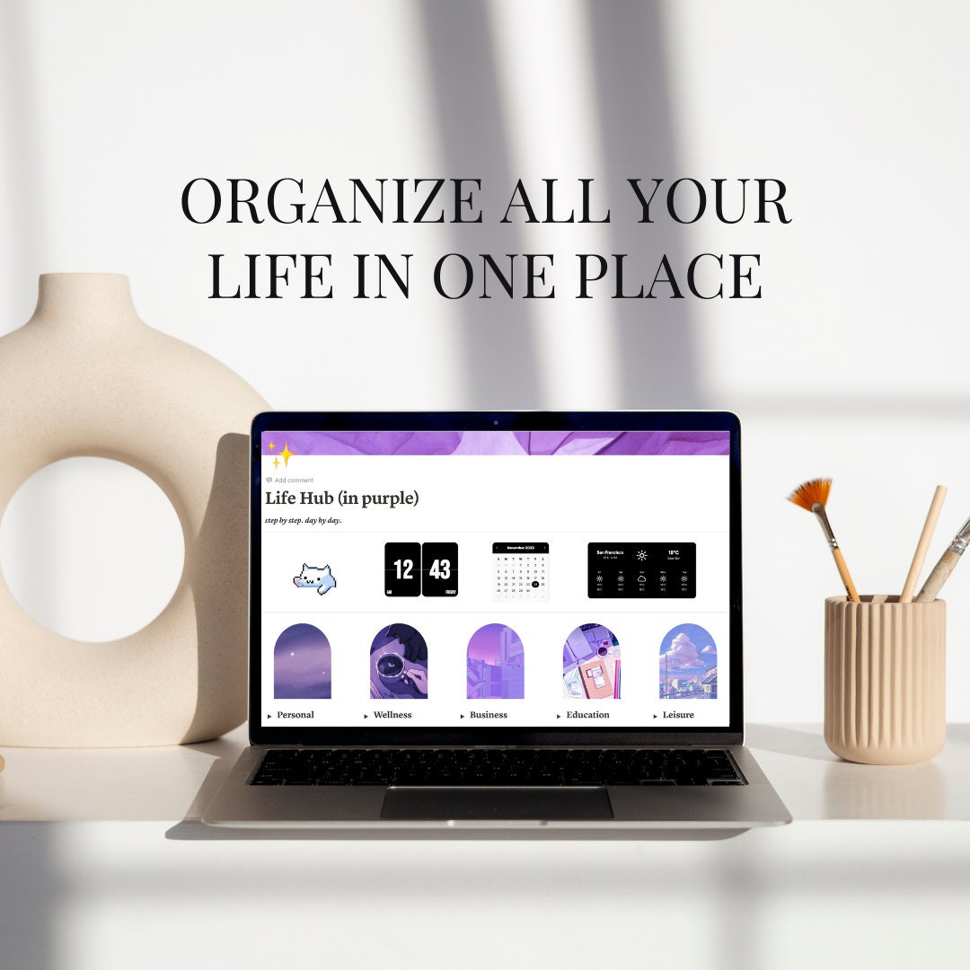 All-in-one Notion Aesthetic Life Hub in Purple - Etsy