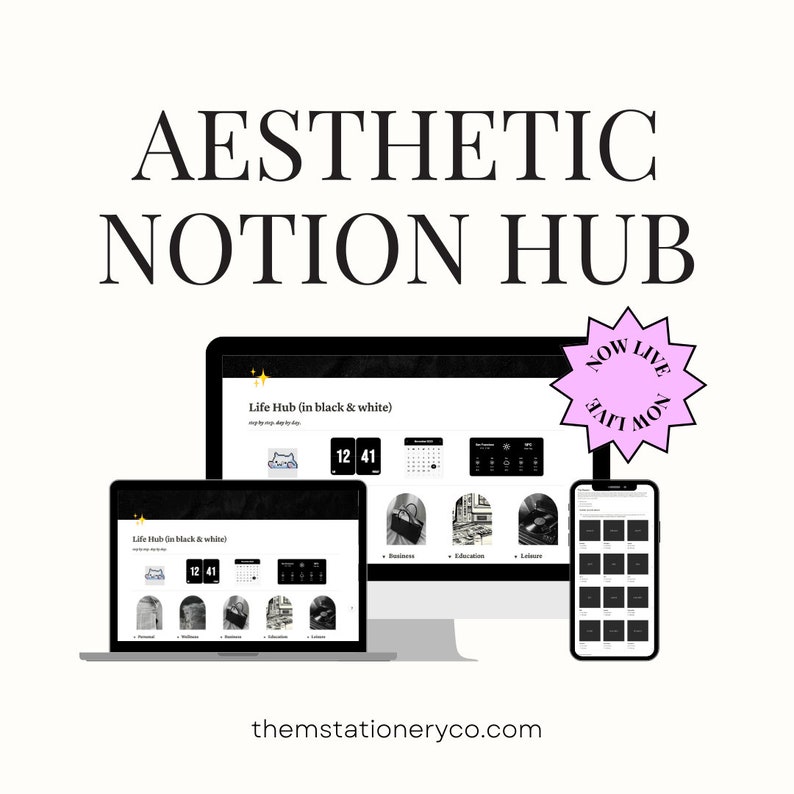All-in-one Notion Aesthetic Life Hub in Black and White - Etsy