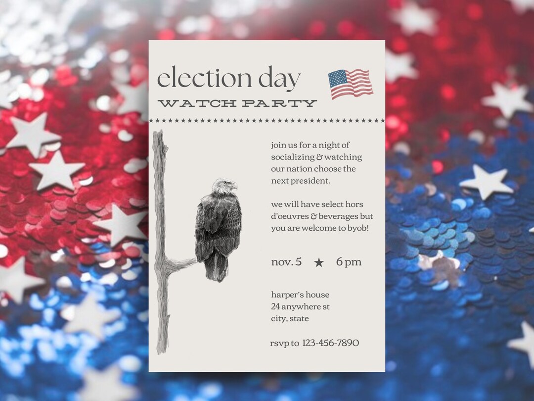 Election Day Party Invitation, Print & Digital Template, Editable ...
