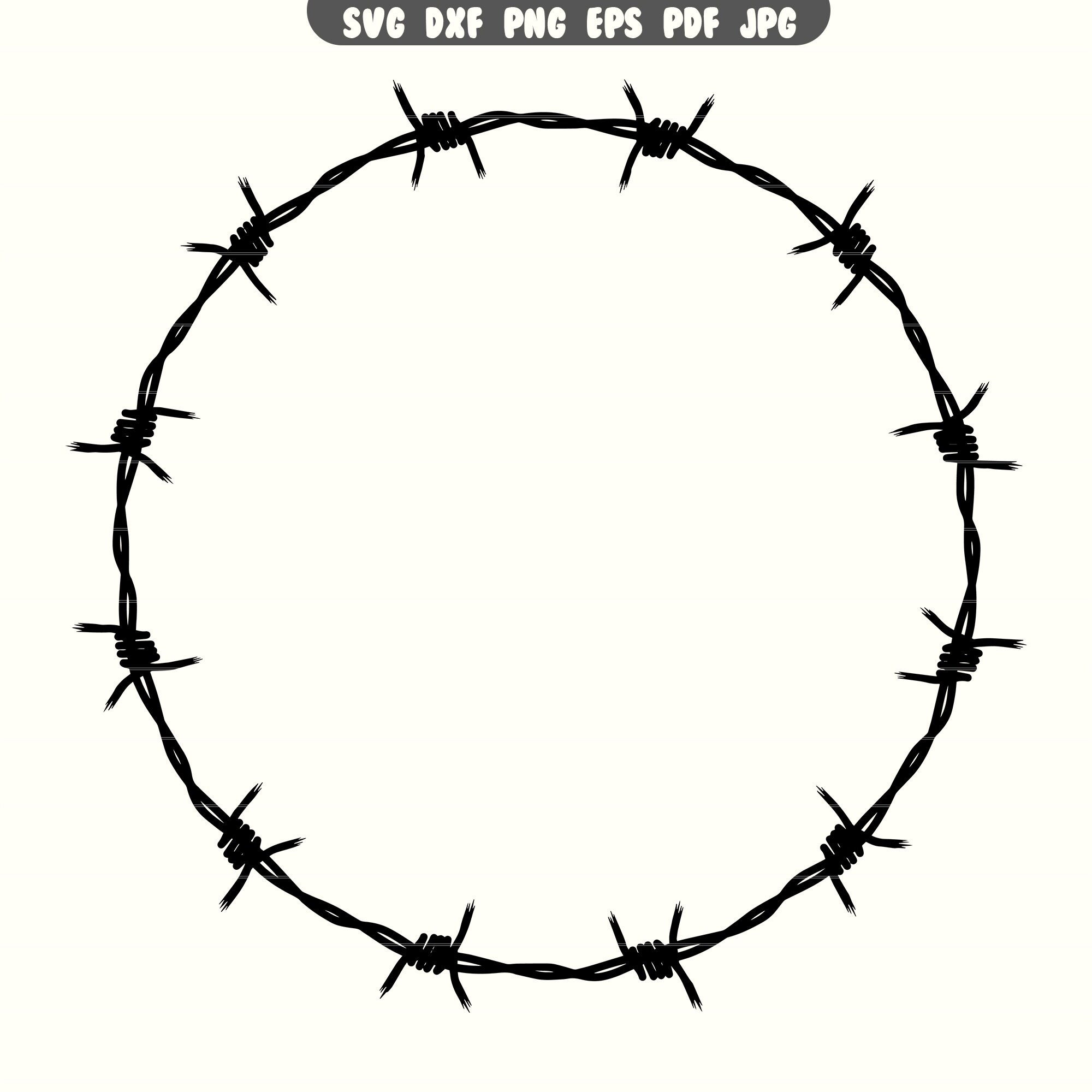 Round Barbed Wire Frame SVG, Round Barbed Wire Frame DXF, Round Barbed ...