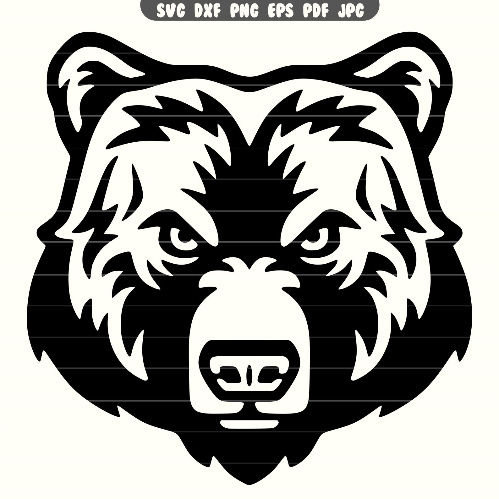 Bear Face SVG, Bear Face DXF, Bear Face PNG, Bear Face Clipart, Bear ...
