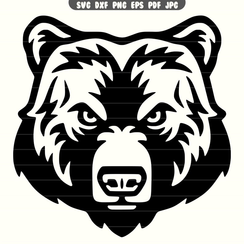 Bear Face SVG, Bear Face DXF, Bear Face PNG, Bear Face Clipart, Bear ...