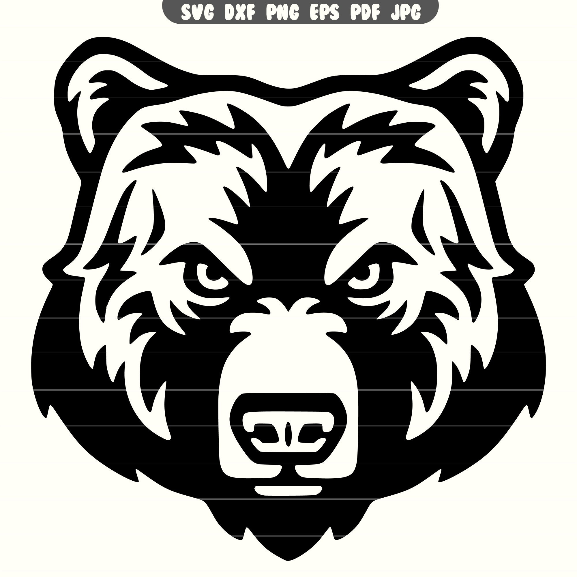 Bear Face SVG, Bear Face DXF, Bear Face PNG, Bear Face Clipart, Bear ...