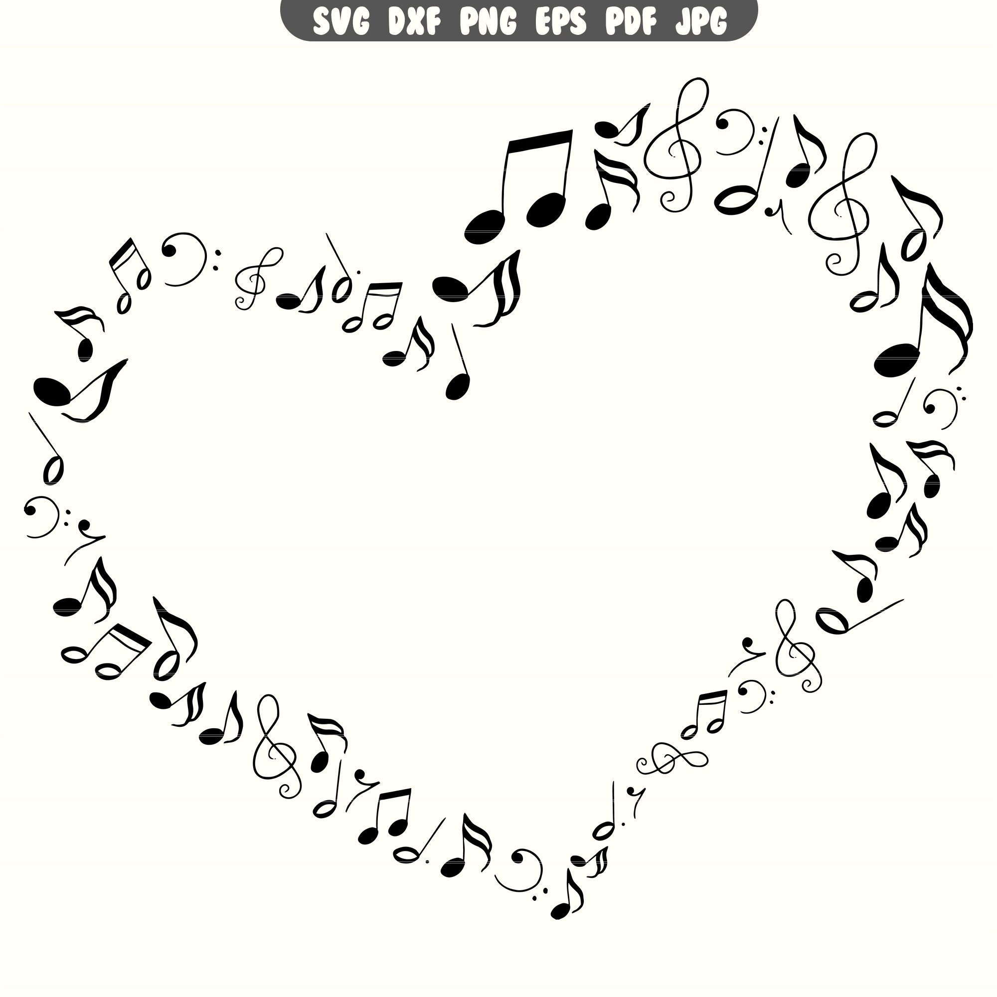 Music Heart SVG, Music Heart DXF, Music Heart PNG, Music Heart Clipart ...