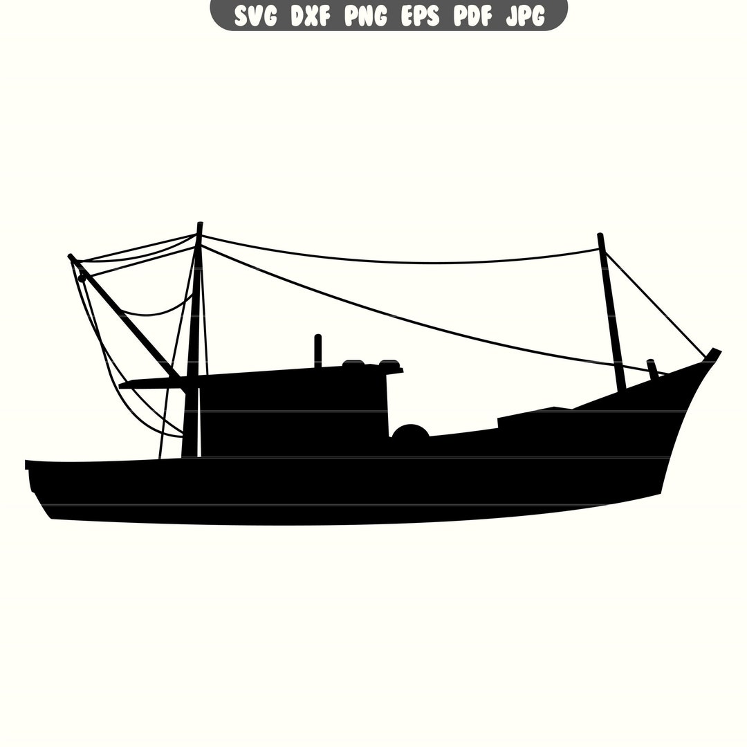 Fishing Boat SVG, Fishing Boat DXF, Fishing Boat PNG, Fishing Boat Cut ...