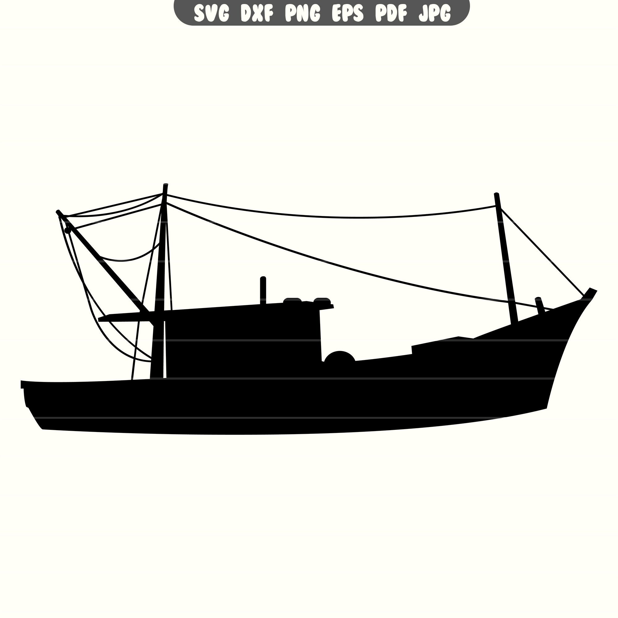 Fishing Boat SVG, Fishing Boat DXF, Fishing Boat PNG, Fishing Boat Cut ...