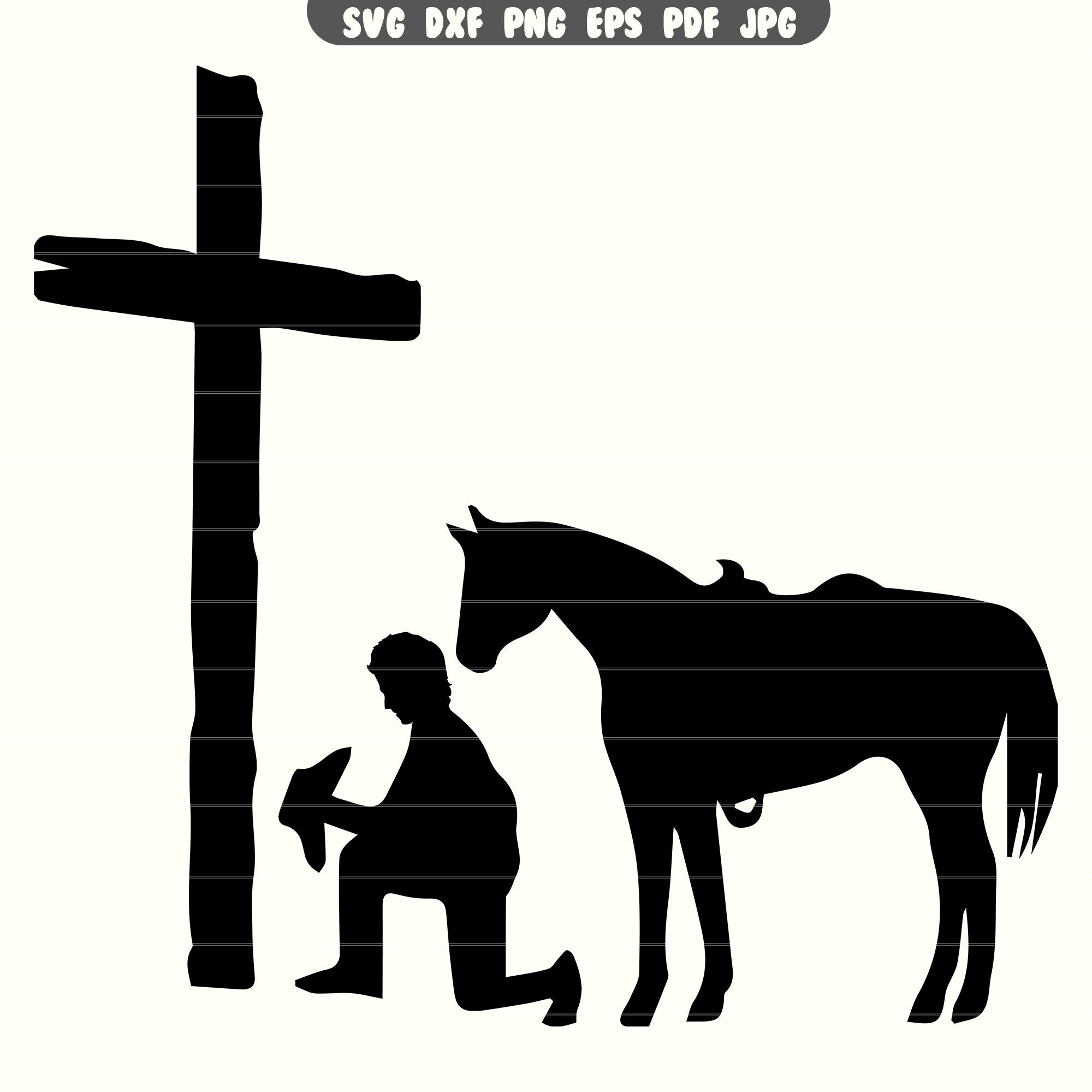 Cowboy Praying SVG, Cowboy Praying DXF, Cowboy Praying PNG, Cowboy ...