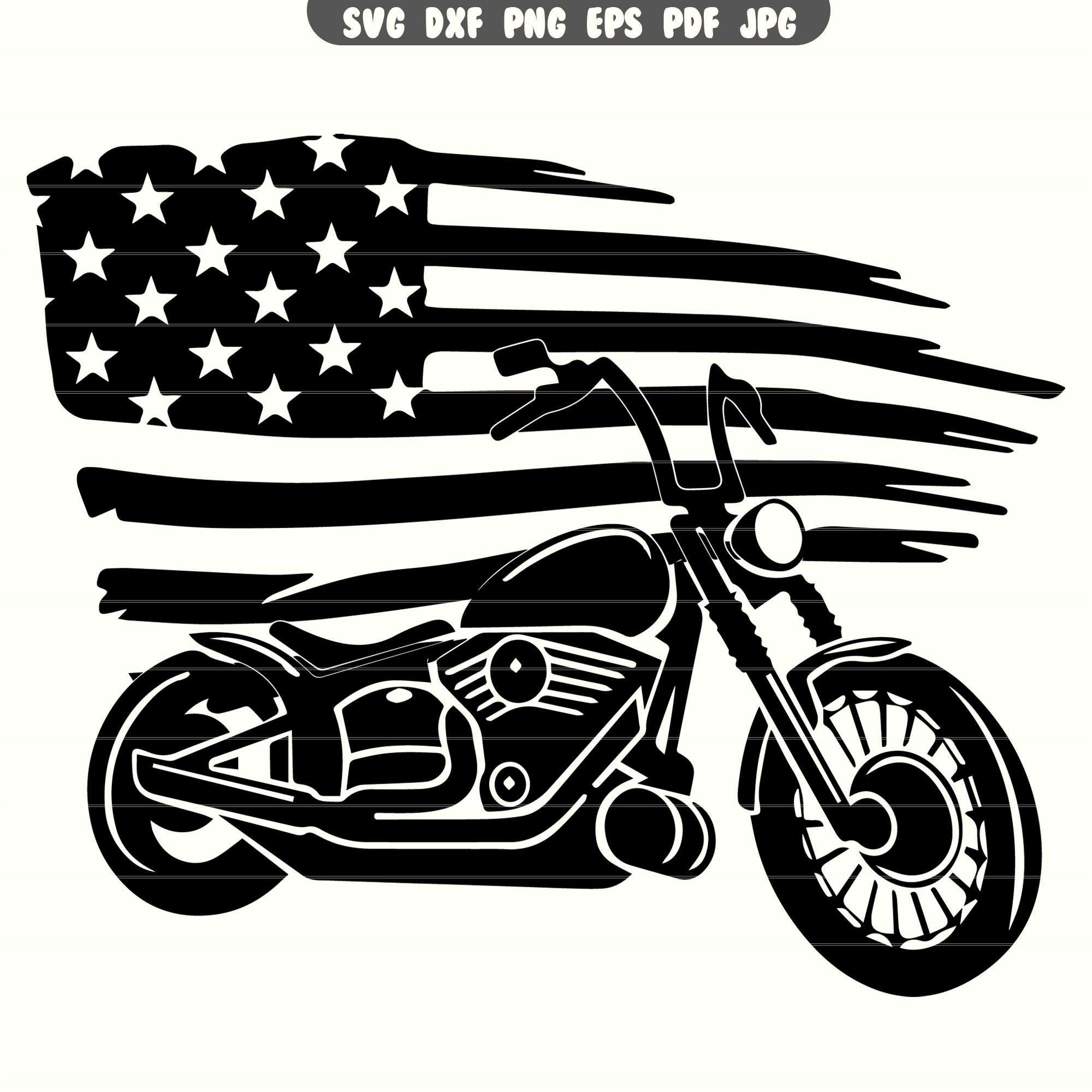 Motorcycle Us Flag SVG, Motorcycle Us Flag DXF, Motorcycle Us Flag PNG ...