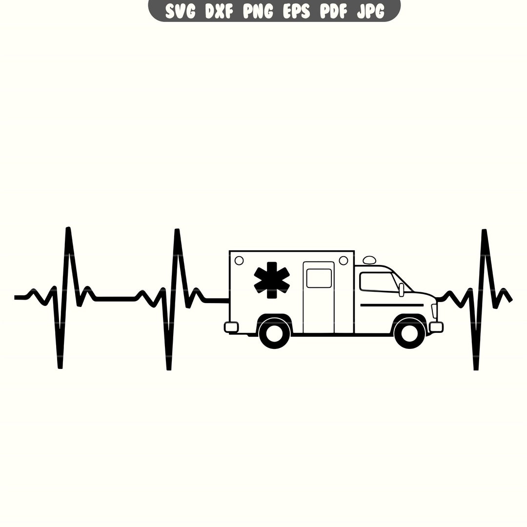 Ambulance Heartbeat Ekg SVG, Ambulance DXF, Ambulance PNG, Ambulance ...