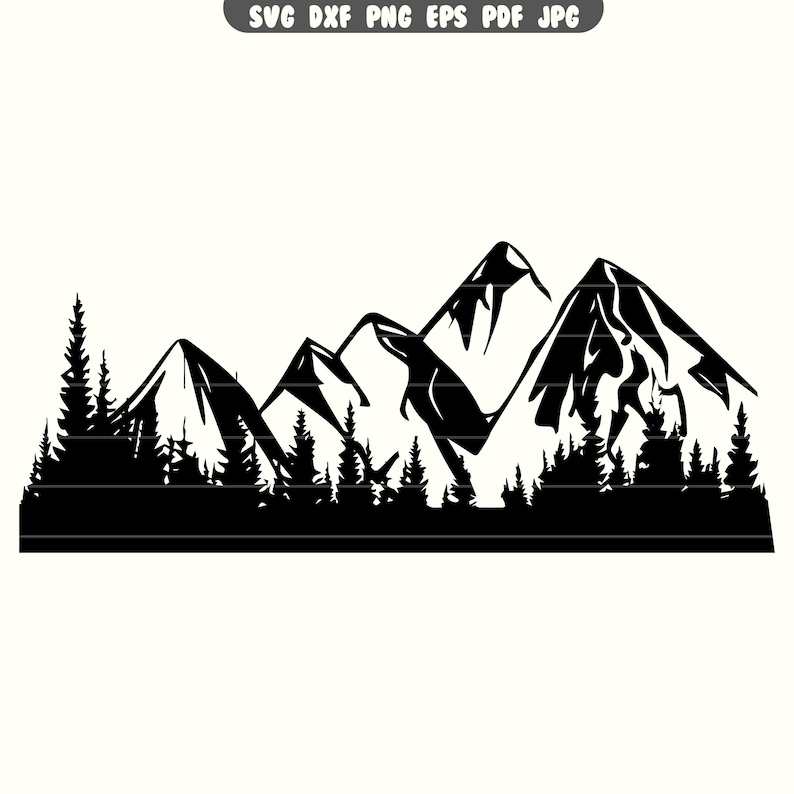 Forest Mountain SVG, Forest Mountain DXF, Forest Mountain PNG, Forest ...
