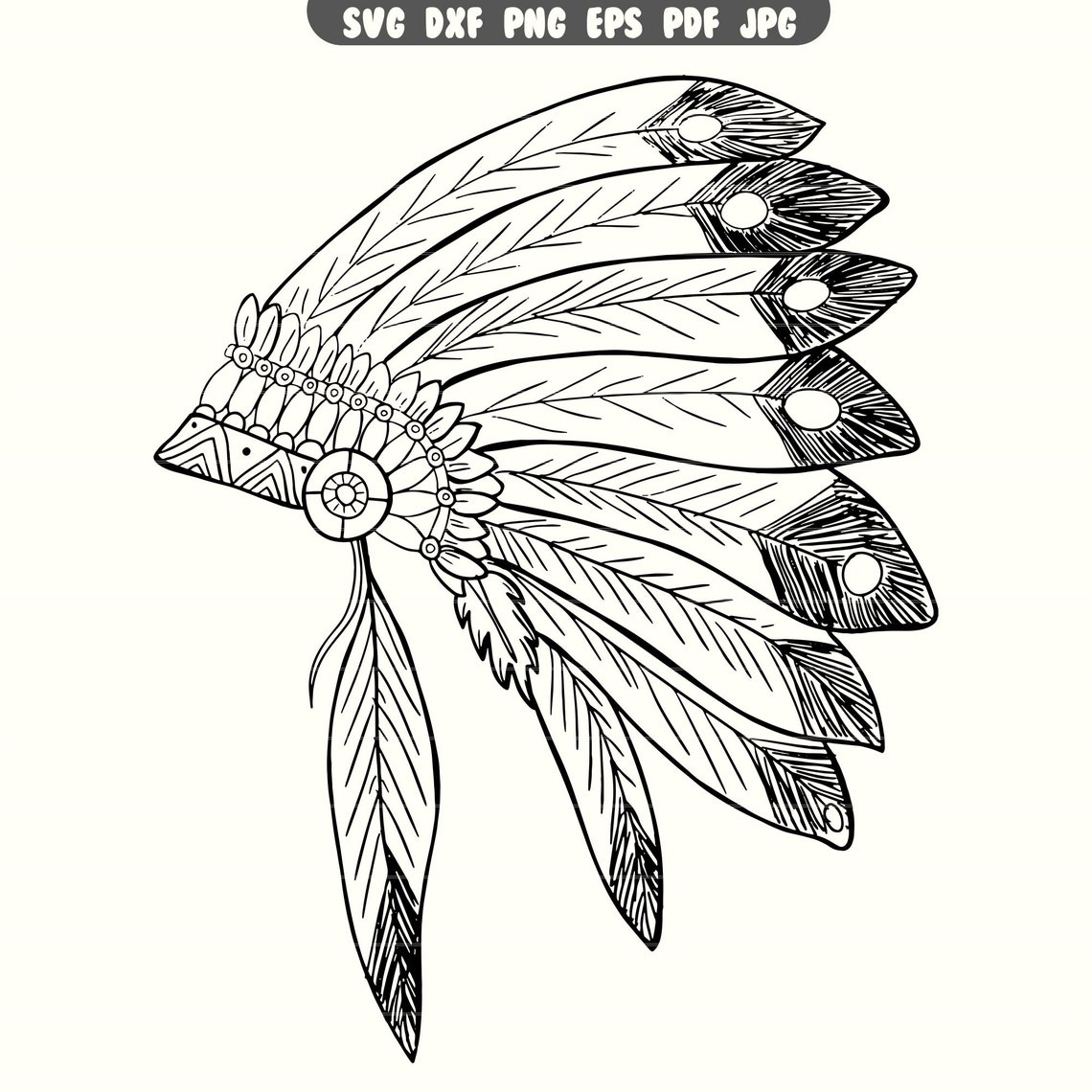 Native American Headdress SVG, Native American Headdress DXF, Native ...