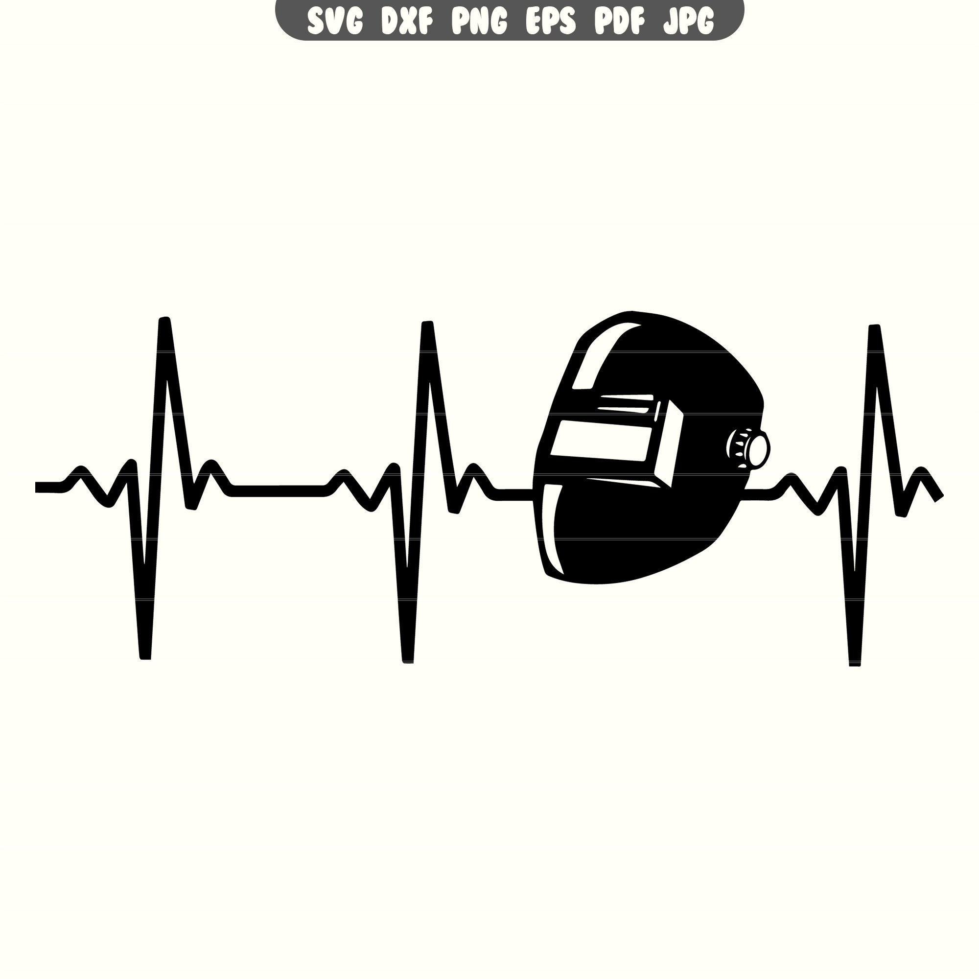 Welding Ekg Heartbeat Helmet SVG Industrial DXF Metal Fusion PNG ...