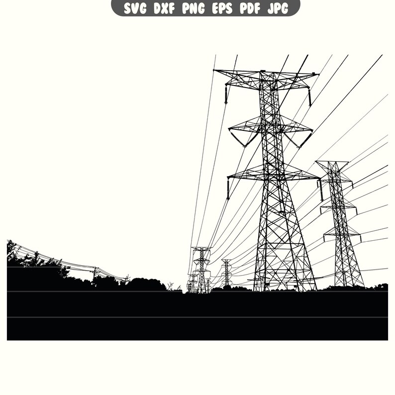 High Voltage Power Lines SVG, High Voltage Power Lines DXF, High ...