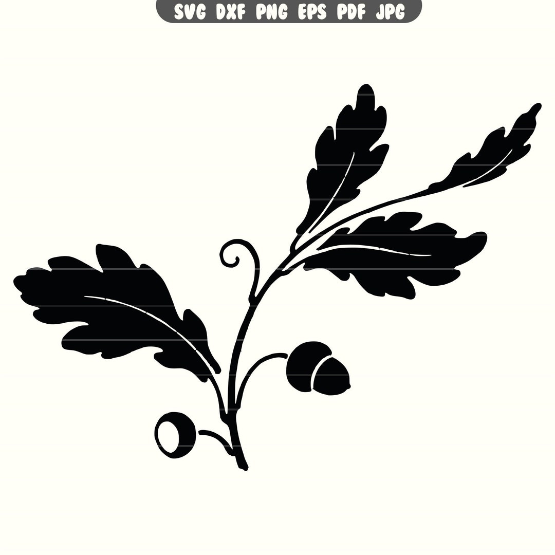 Oak Branch SVG, Oak Branch DXF, Oak Branch PNG, Oak Branch Clipart, Oak ...